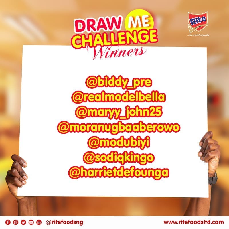 Winners of Rite Foods Nigeria "Draw Me Challenge". - Promos in Nigeria