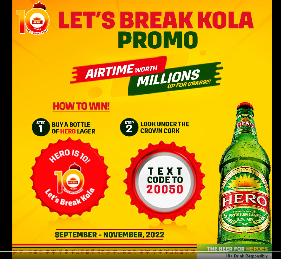 Hero Lager 10th Anniversary Promo, TEXT Code to 20050. - Promos in Nigeria