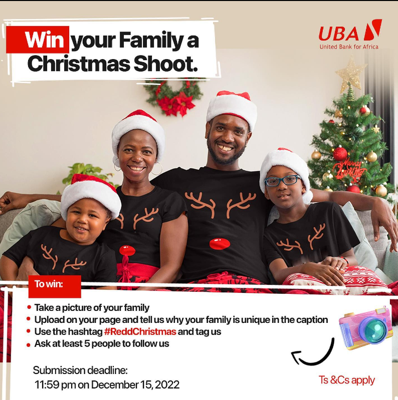 Win a Family Christmas Photo Shoot in UBA #ReddChristmas Giveaway. - Promos in Nigeria