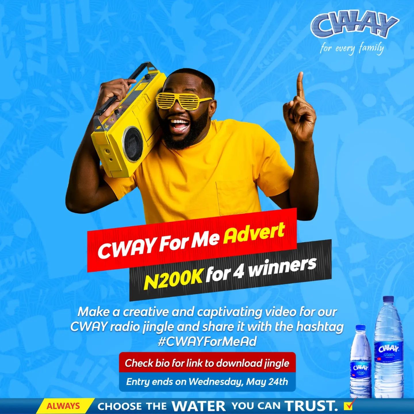 N200k for 4 Winners in Cway Table Water For Me Advert. - Promos in Nigeria