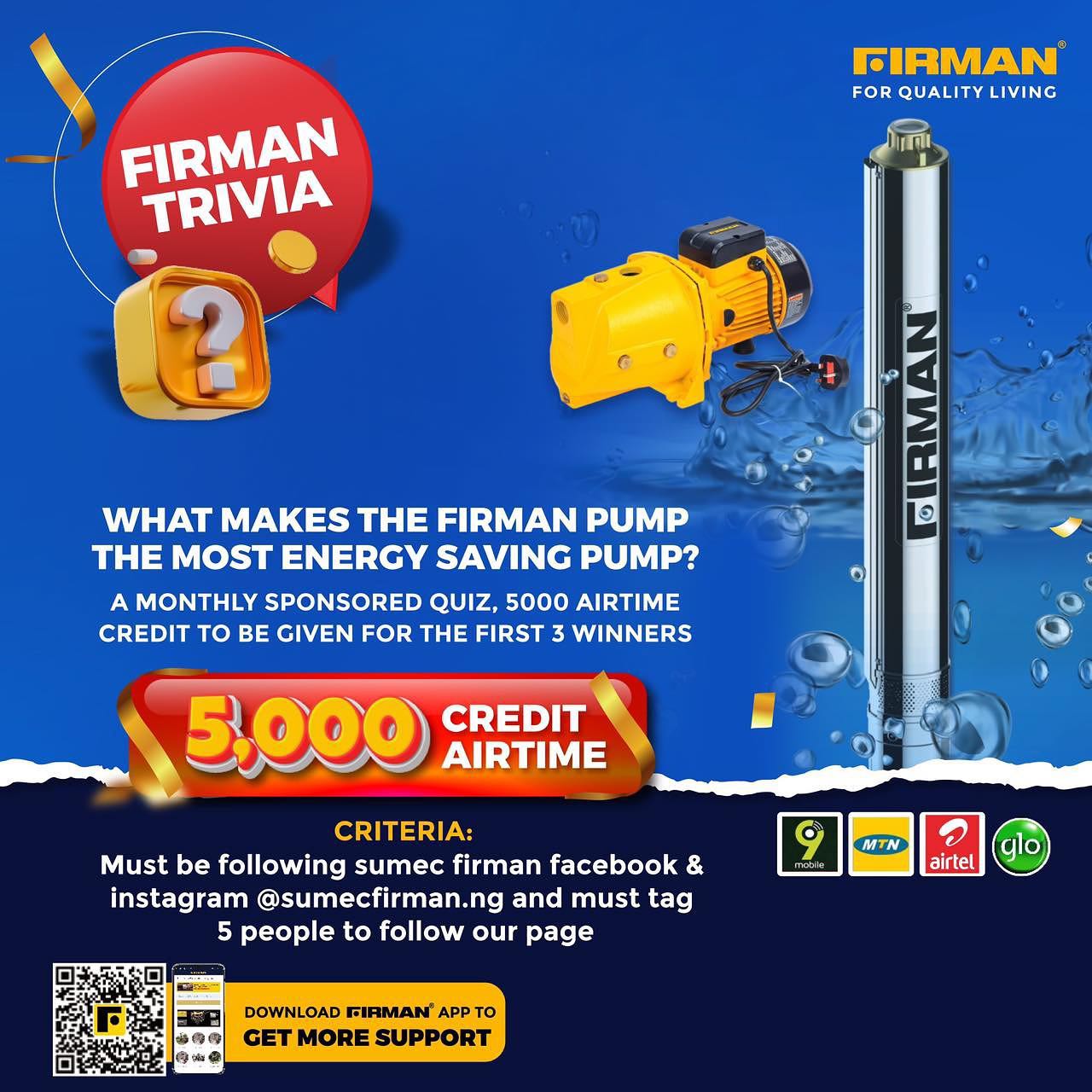 Win up to N5,000 Airtime in SUMEC Firman Trivia. - Promos in Nigeria